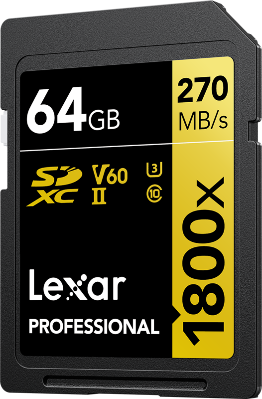 Lexar Pro 1800x SDXC U3 (V60) UHS-II R270/W180 64GB – DEXT